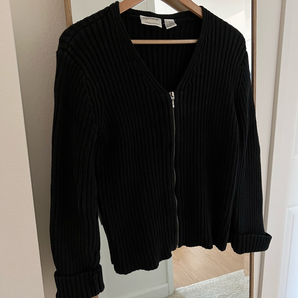 Heavy Chunky Knit Zip Up - Gem